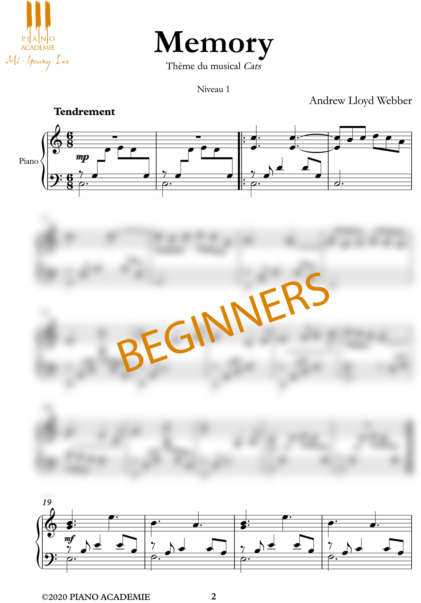 score - Memory - PIANO ACADEMIE